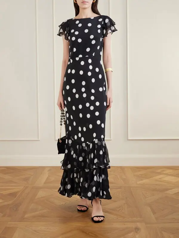 Rixo Ordinia Polka-dot Silk-satin Midi Dress