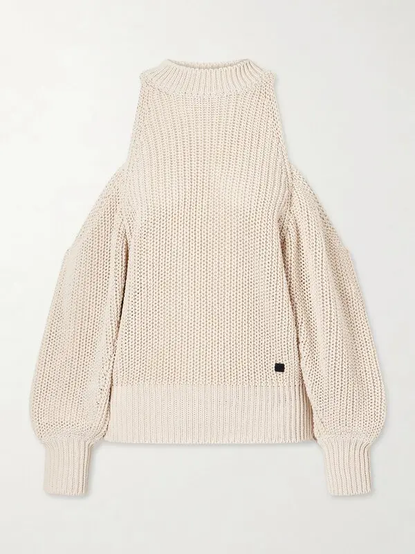 Balmain Cut-out Knitted Cotton Sweater