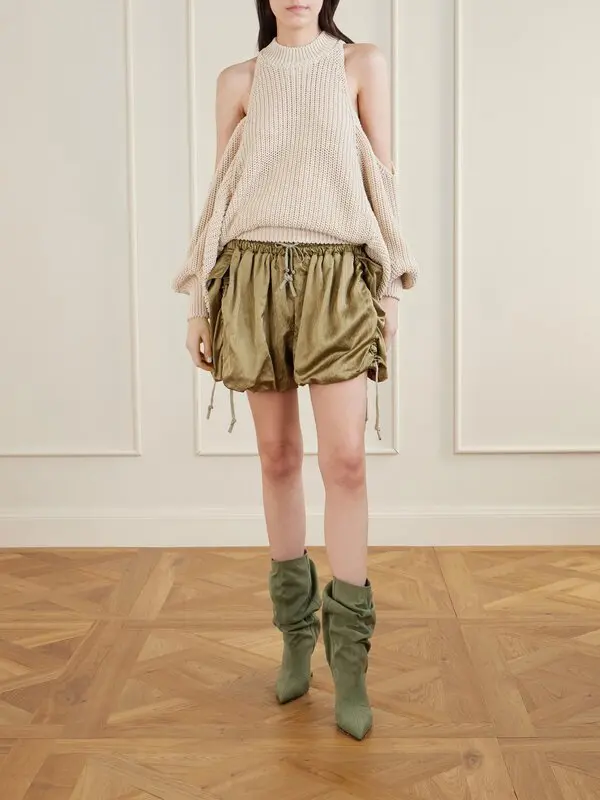 Balmain Cut-out Knitted Cotton Sweater