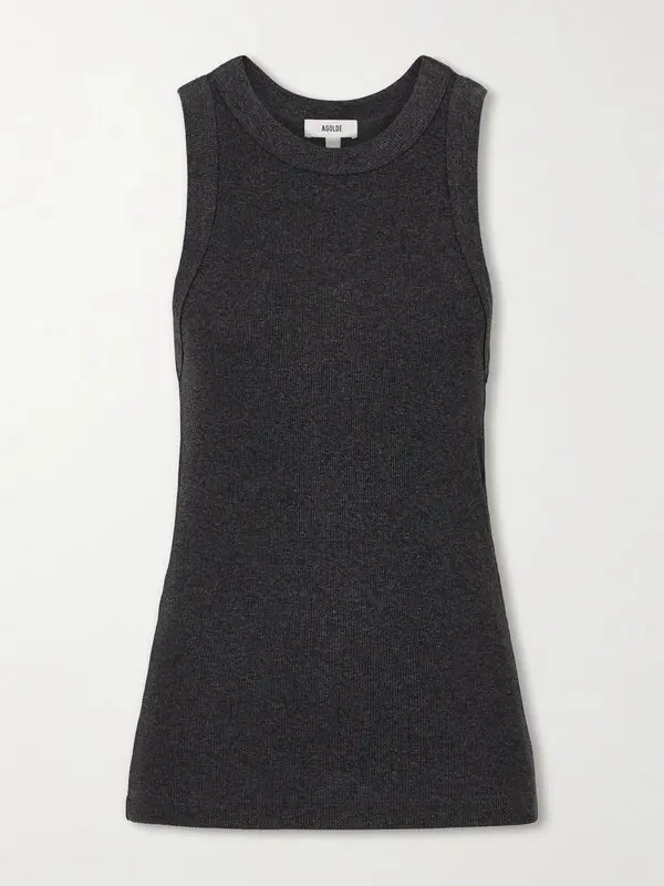 AGOLDE Leigh Ribbed Jersey Tank Top - Gray