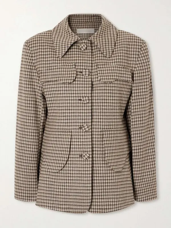 DESTREE Tamara Plaid Wool-blend Blazer - Brown