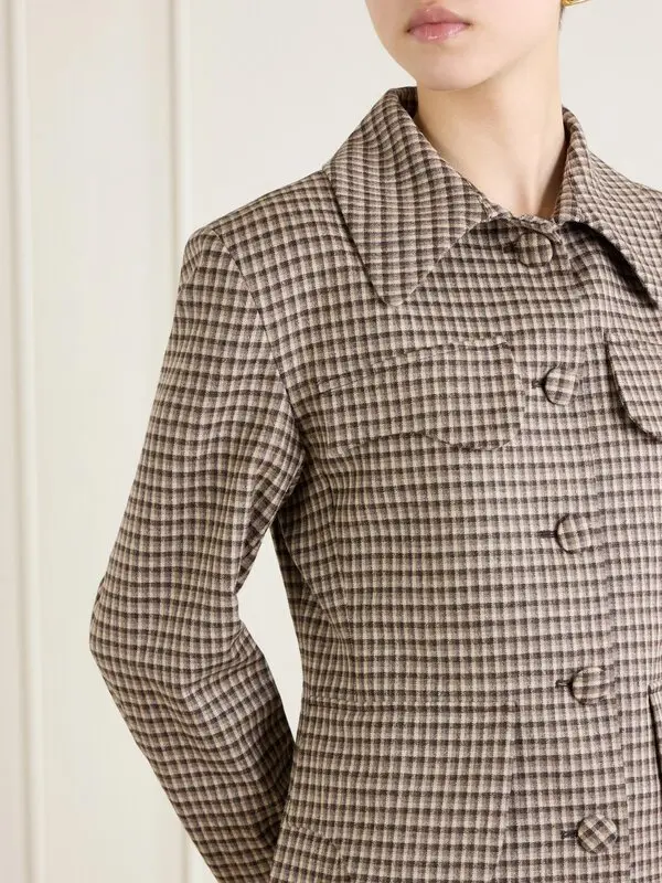 DESTREE Tamara Plaid Wool-blend Blazer - Brown