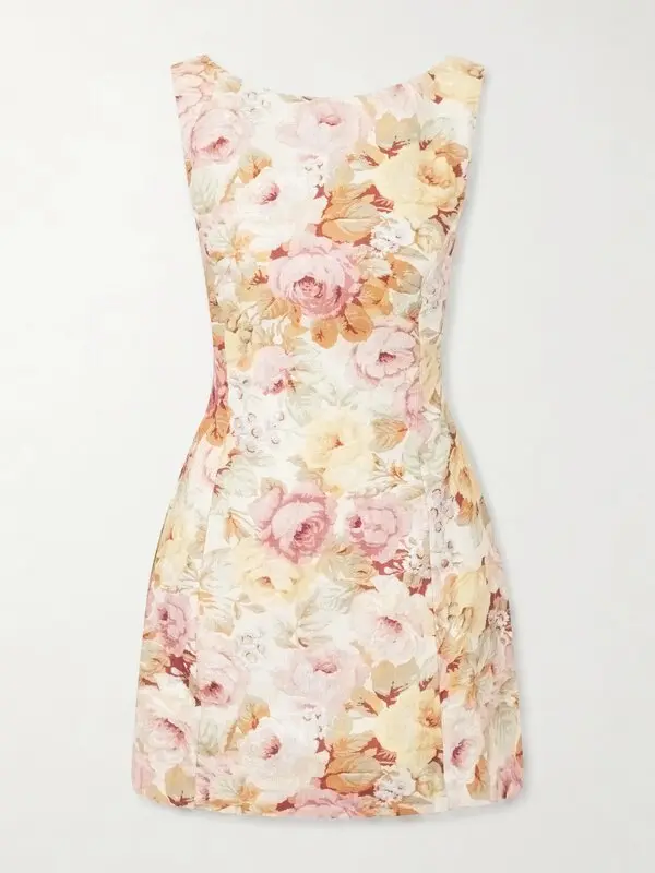 Faithfull The Brand Sofia Floral-print Mini Linen Dress - Multi