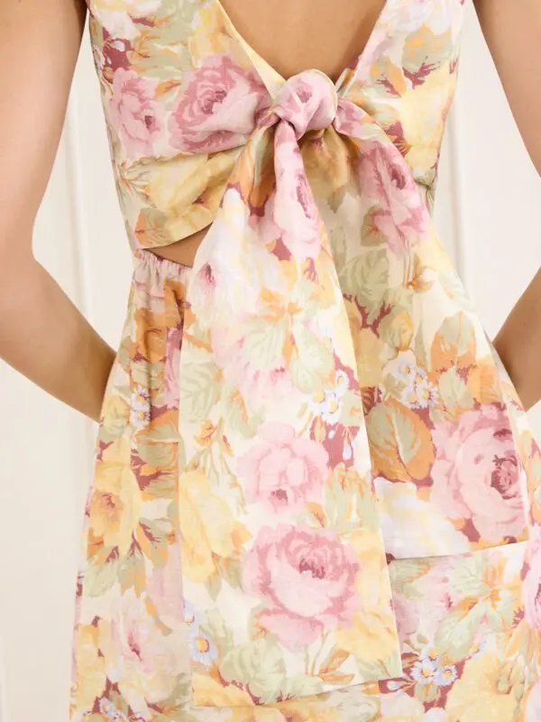 Faithfull The Brand Sofia Floral-print Mini Linen Dress - Multi