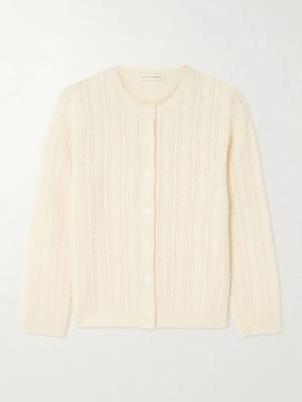 DÔEN Danae Cropped Cable-knit Cashmere Cardigan