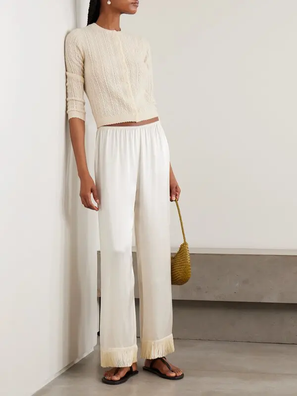 DÔEN Danae Cropped Cable-knit Cashmere Cardigan