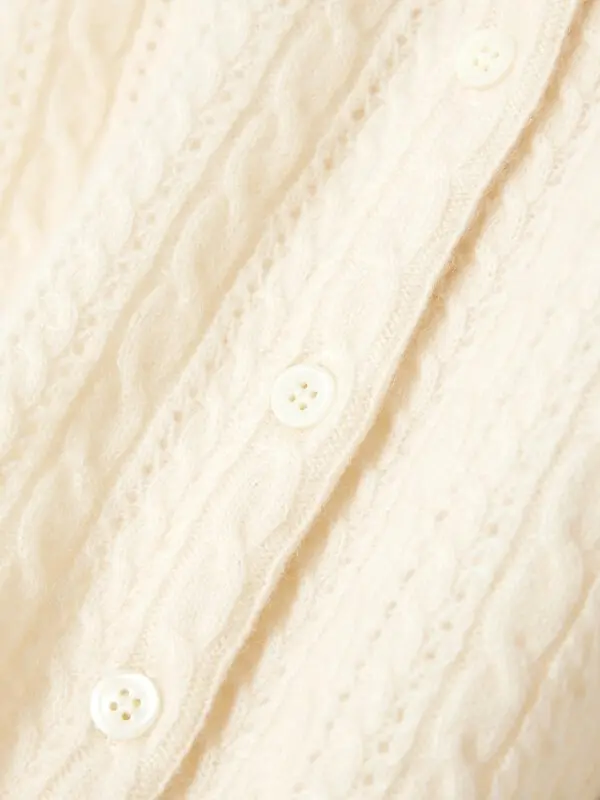 DÔEN Danae Cropped Cable-knit Cashmere Cardigan