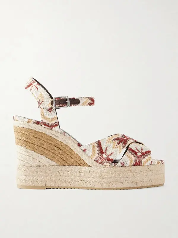 Missoni Carmen Striped Woven Wedge Espadrilles