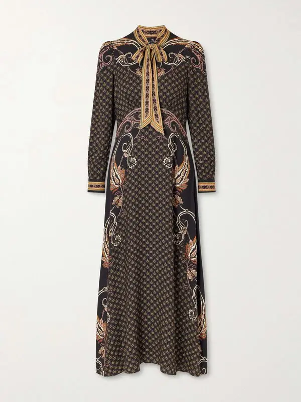 Etro Paisley Printed Satin Midi Dress