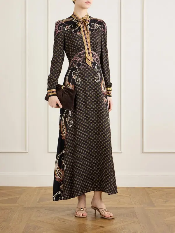 Etro Paisley Printed Satin Midi Dress