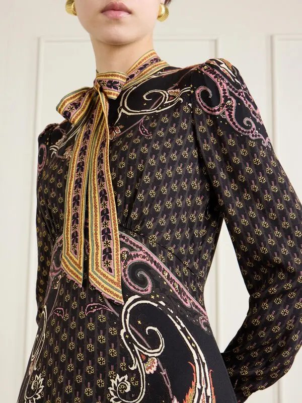 Etro Paisley Printed Satin Midi Dress