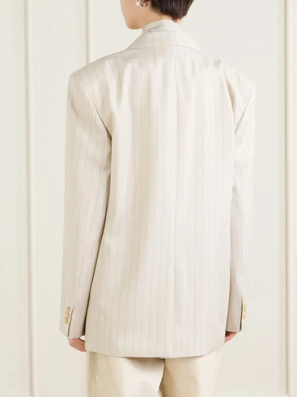 Acne Studios Single-breasted Pinstriped Wool Blazer With Scarf