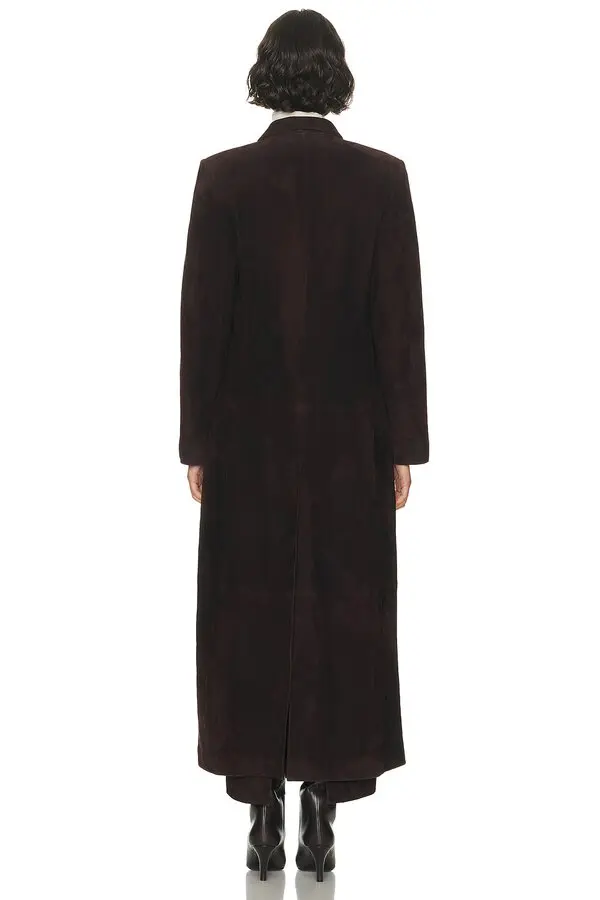 ST. AGNI Suede Tailored Coat - Coffee