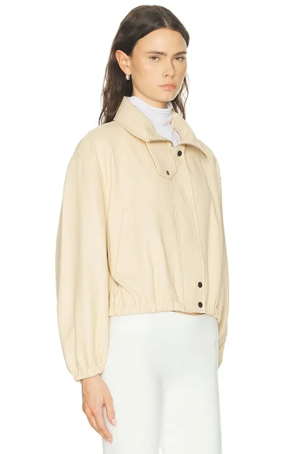 Nour Hammour Pia Leather Jacket - Ivory