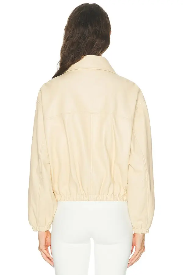 Nour Hammour Pia Leather Jacket - Ivory