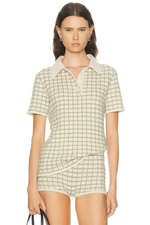 THE ELDER STATESMAN Ida Checkered Polo Shirt - Moss Check