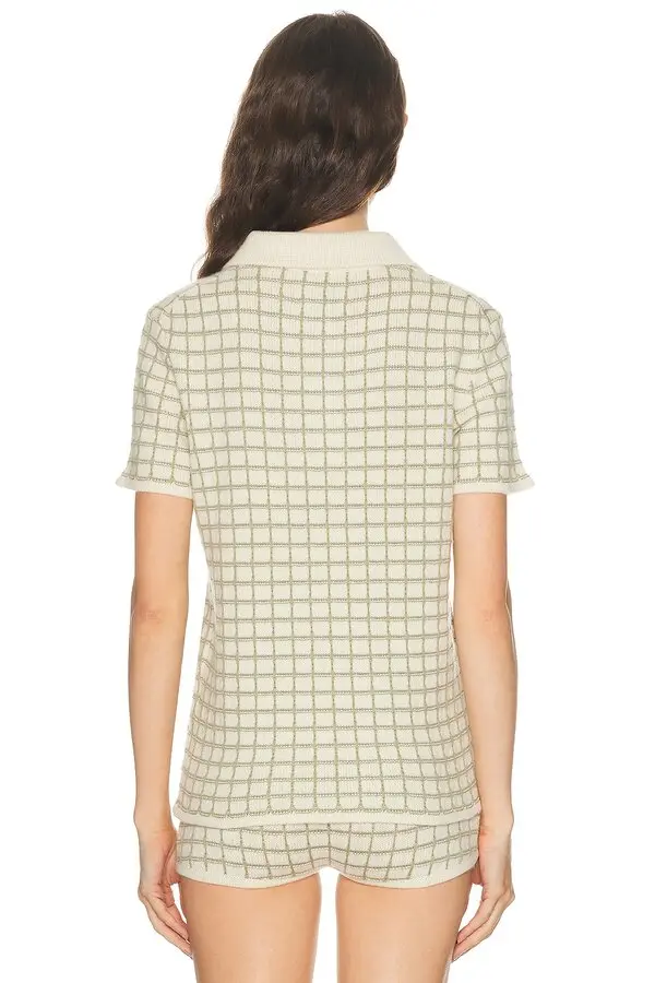 THE ELDER STATESMAN Ida Checkered Polo Shirt - Moss Check