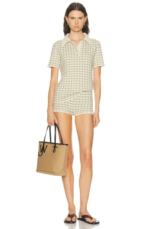 THE ELDER STATESMAN Ida Checkered Polo Shirt - Moss Check