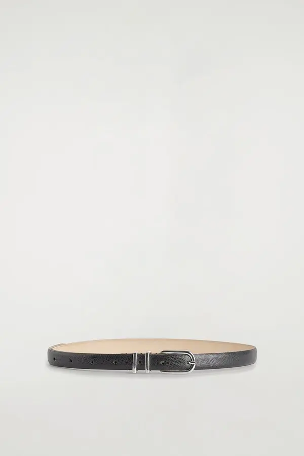 Cos Saffiano Leather Belt - Black