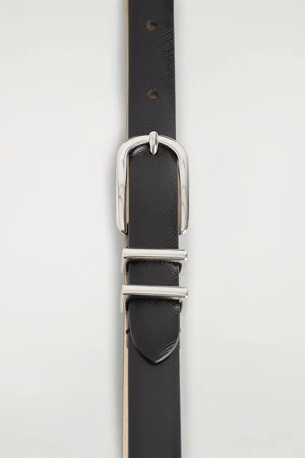 Cos Saffiano Leather Belt - Black