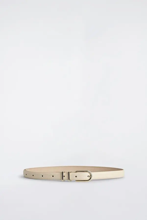 Cos Saffiano Leather Belt - White
