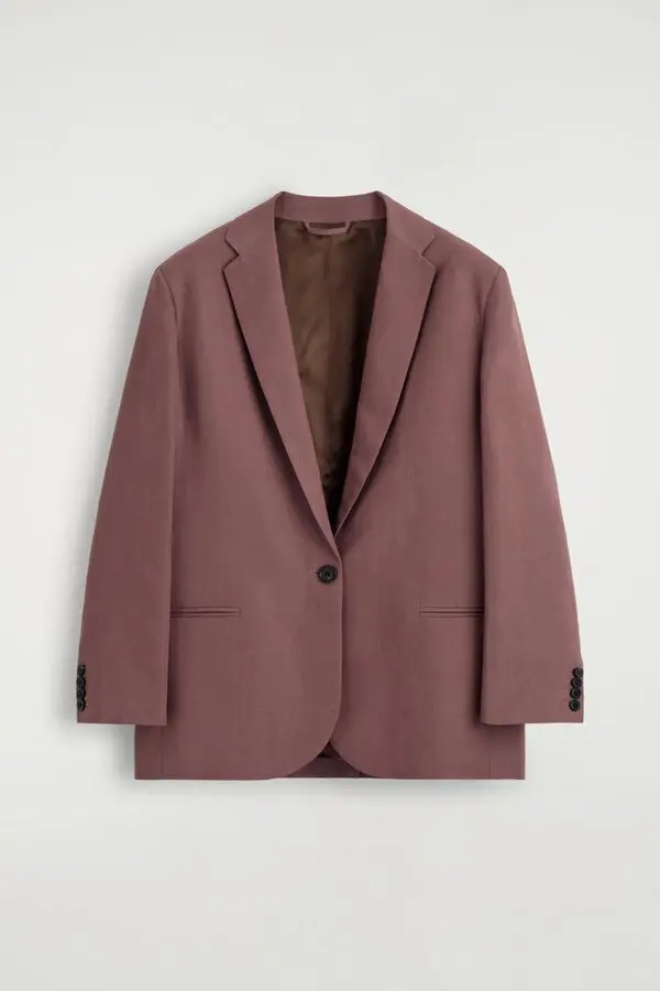 Cos Linen-blend Single-breasted Blazer - Brown
