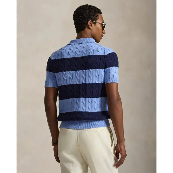 Ralph Lauren Cable-knit Striped Polo Sweater