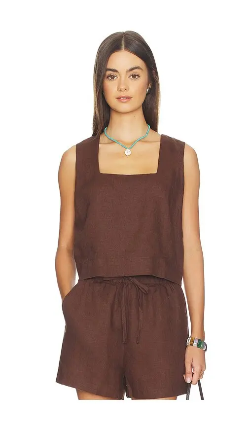 Rails Alira Cropped Linen Top - Brown