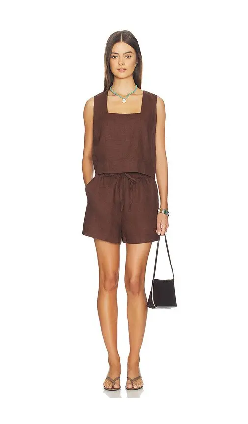 Rails Alira Cropped Linen Top - Brown