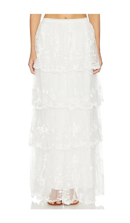 LoveShackFancy Tiered Lace Maxi Skirt