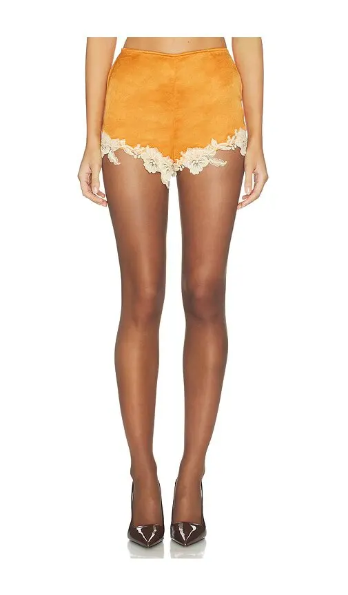 KIM SHUI Lace Trimmed Satin Shorts