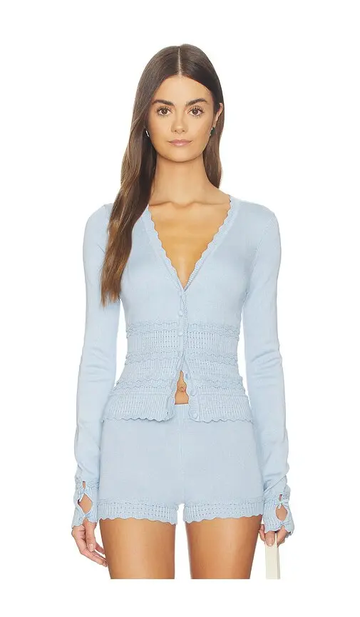 Majorelle Kiria Pointelle Cardigan - Blue