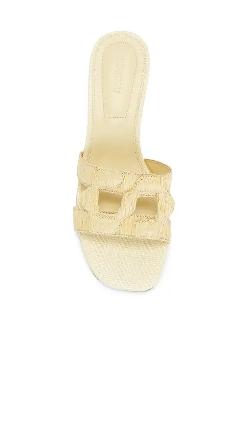 Simkhai Monogram Raffia Block Heel Slides