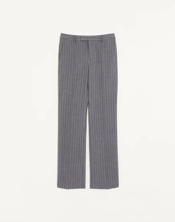 Valentino Garavani Wool Pinstripe Tailored Trousers - Grey