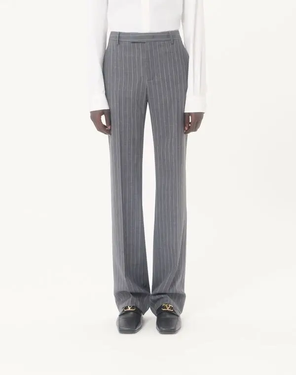Valentino Garavani Wool Pinstripe Tailored Trousers