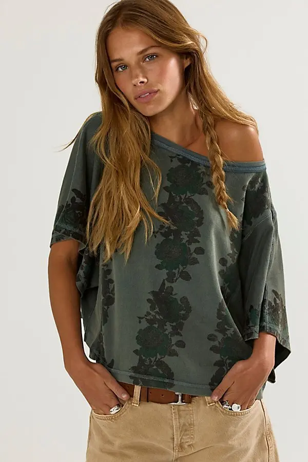 Free People We The Free Printed T-shirt - Midnight Olive Combo