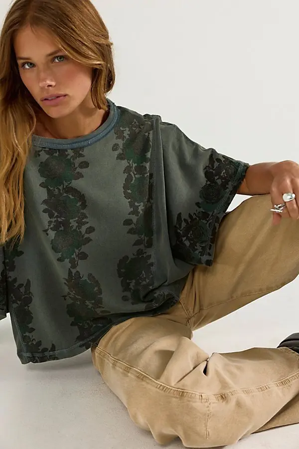 Free People We The Free Printed T-shirt - Midnight Olive Combo