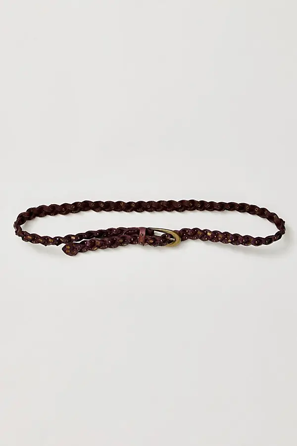 Free People Braided Leather Studded Belt - Fig