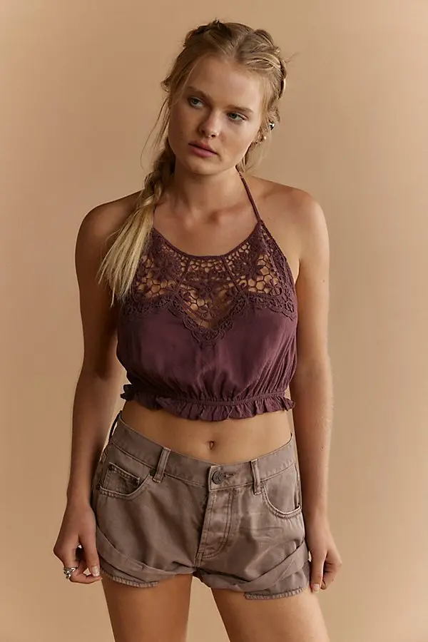 Free People Intimately Crowd Pleaser Blouson Crop Top - Shiraz