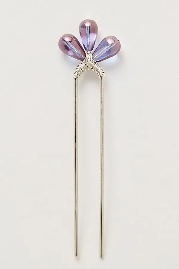 CURRIED MYRRH Manju Teardrop Hair Pin - Iridescent Purple