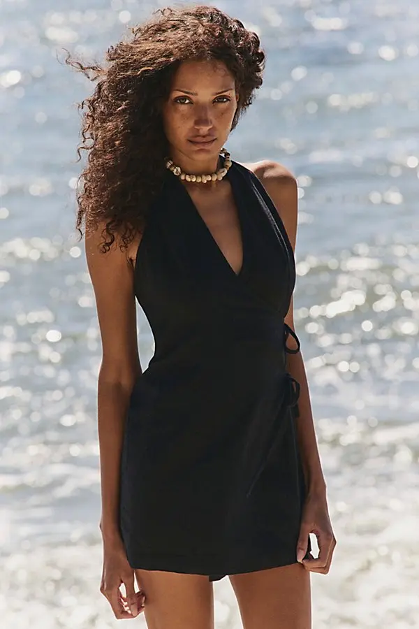 Free People Best Day Ever Linen Mini Dress - Black