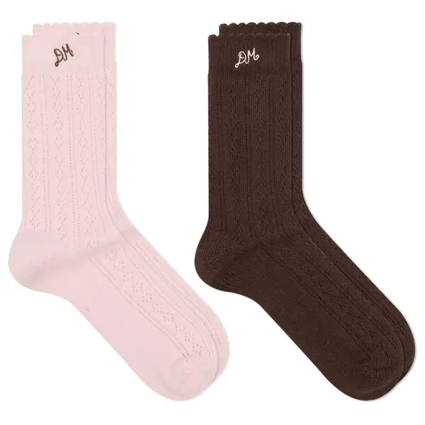 DAMSON MADDER Calf Length Pointelle Socks 2-pack - Multi