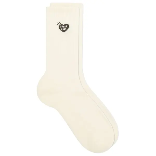 HUMAN MADE Heart Logo Pile Socks - White
