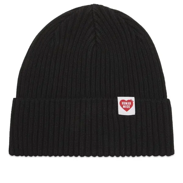 HUMAN MADE Cotton Ribbed Beanie - Black
