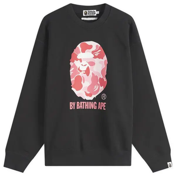 A BATHING APE Abc Camo Ape Head Relax Fit Crew Sweatshirt - Black