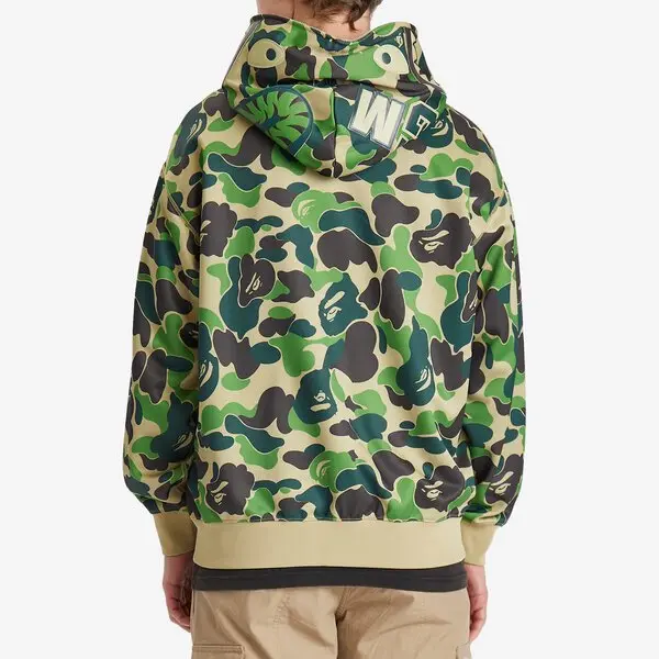 A BATHING APE Abc Camo Rayon Shark Full Zip Hoodie - Green