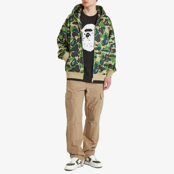 A BATHING APE Abc Camo Rayon Shark Full Zip Hoodie - Green