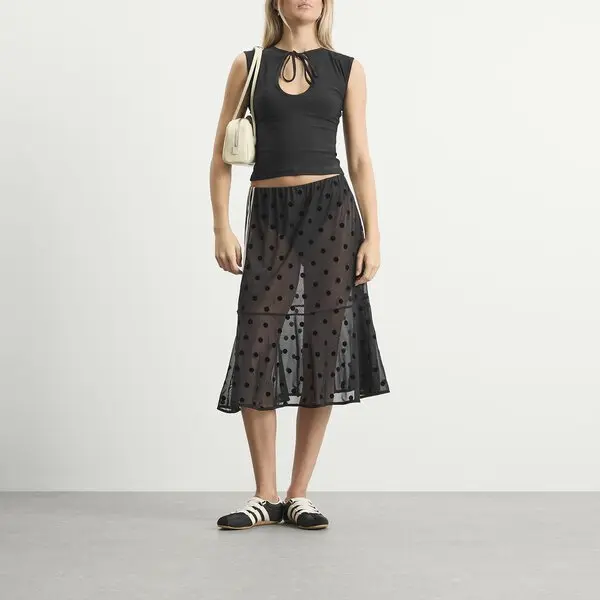 Adidas Polka Dot Sheer Midi Skirt