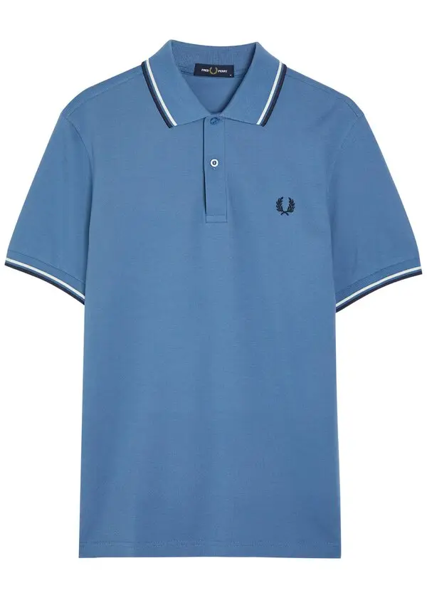 Fred Perry Twin Tipped Logo Piqué Cotton Polo Shirt - Blue