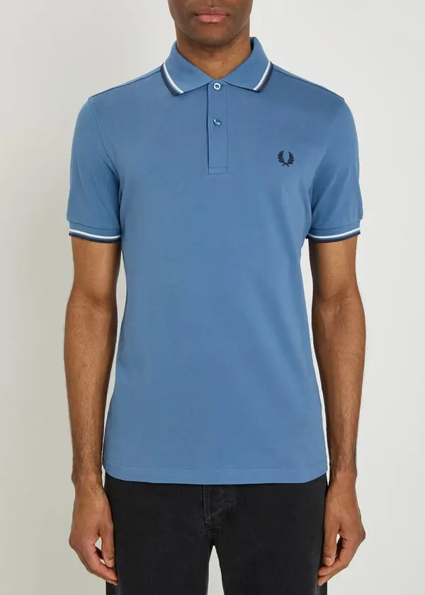 Fred Perry Twin Tipped Logo Piqué Cotton Polo Shirt - Blue